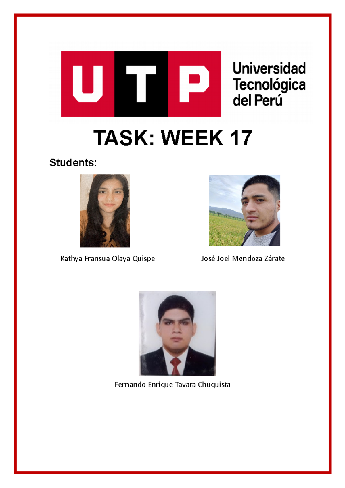 Olaya Kathya Tavara Fernando Mendoza Jose WEEK17 - TASK: WEEK 17 ...