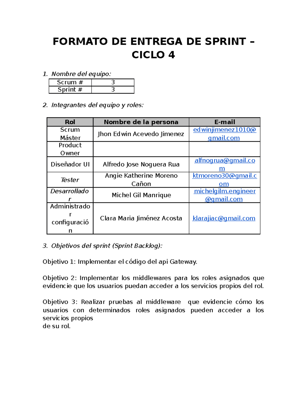 Formato DE Entrega DE Sprint - FORMATO DE ENTREGA DE SPRINT – CICLO 4 Nombre del equipo: Scrum ...