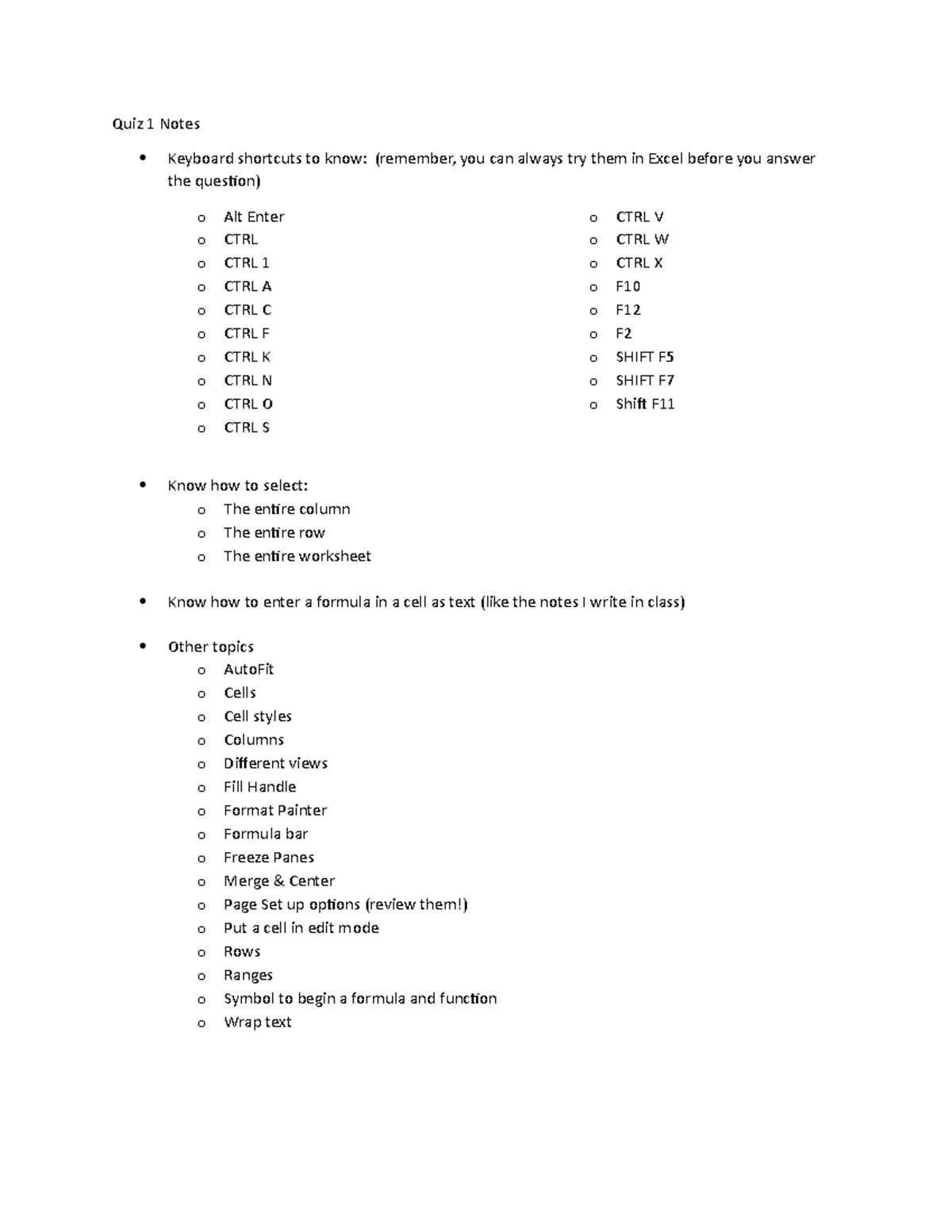 Quiz 1 Notes - Quiz 1 Notes Keyboard shortcuts to know: (remember, you ...