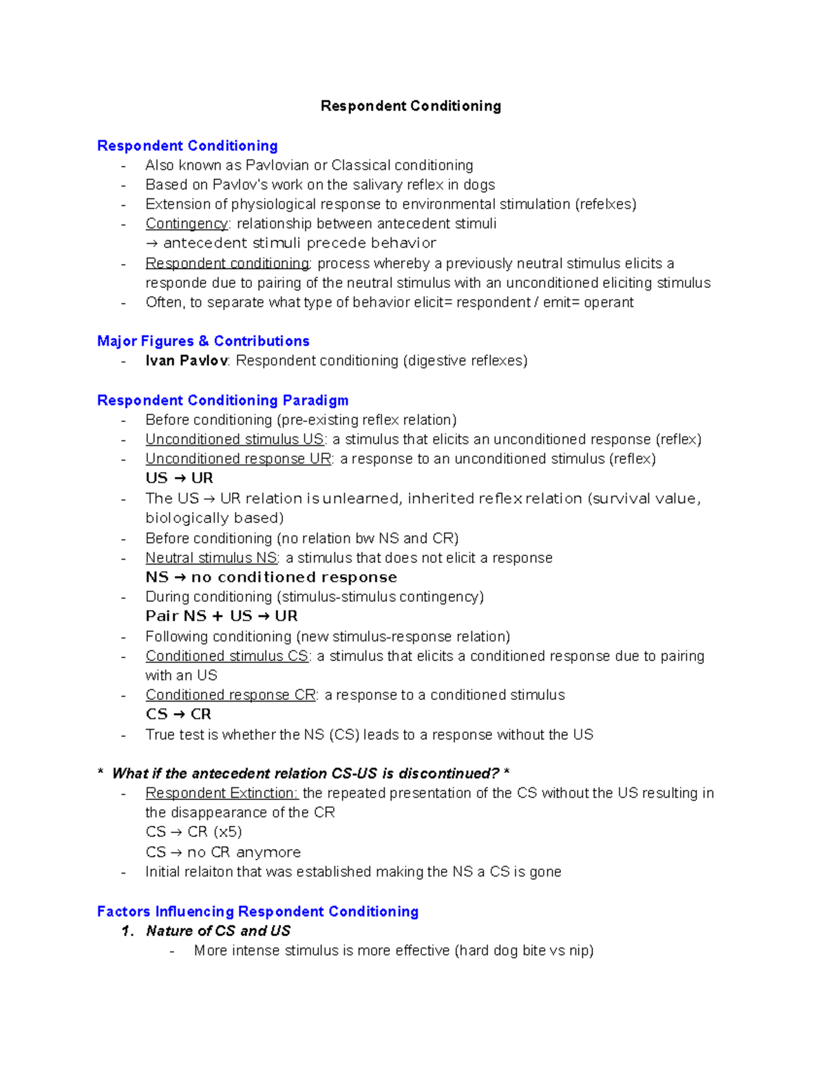 Respondent conditioning lecture - Respondent Conditioning Respondent ...