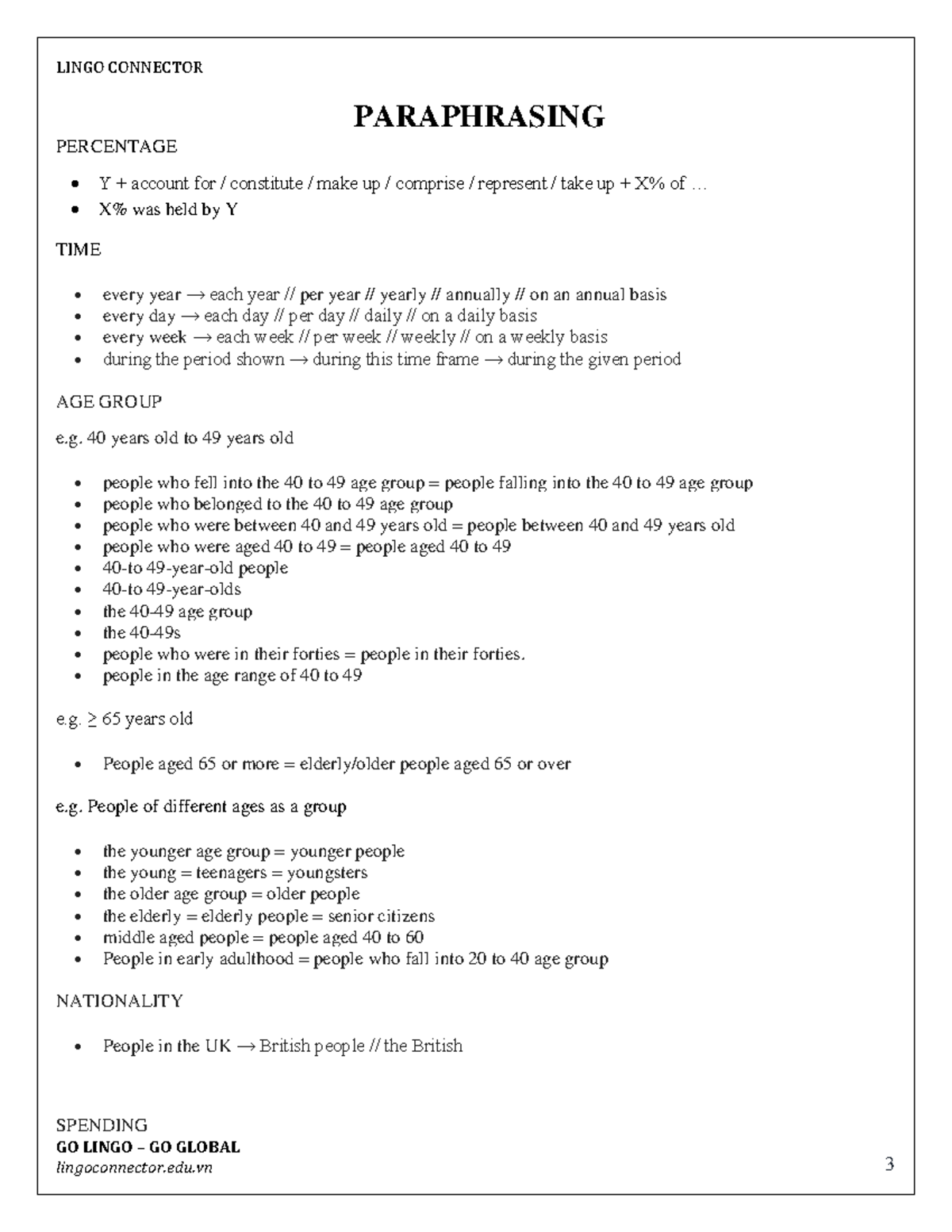 practicewritingtask 1 - GO LINGO – GO GLOBAL PARAPHRASING PERCENTAGE Y ...