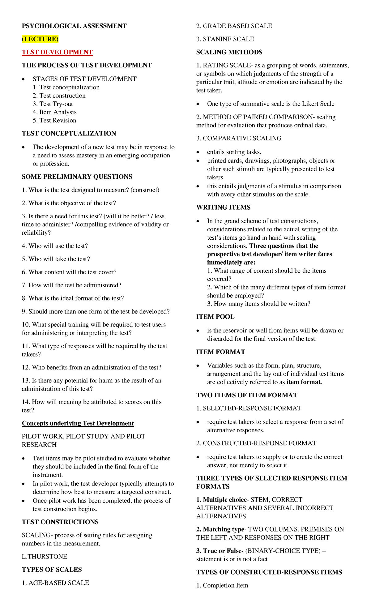 ASES311 Midterm - Psy Assess - PSYCHOLOGICAL ASSESSMENT (LECTURE) TEST ...