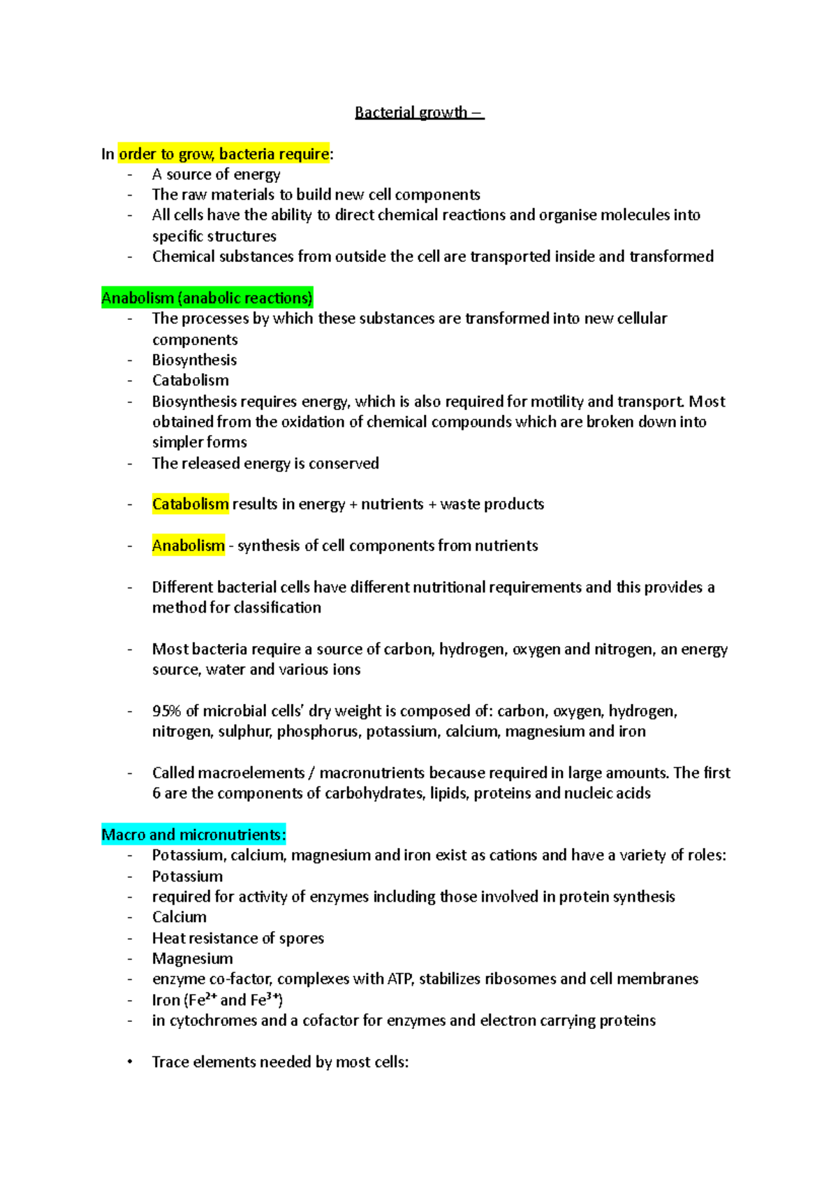 Bacterial growth - Microbiology - Bacterial growth – In order to grow ...