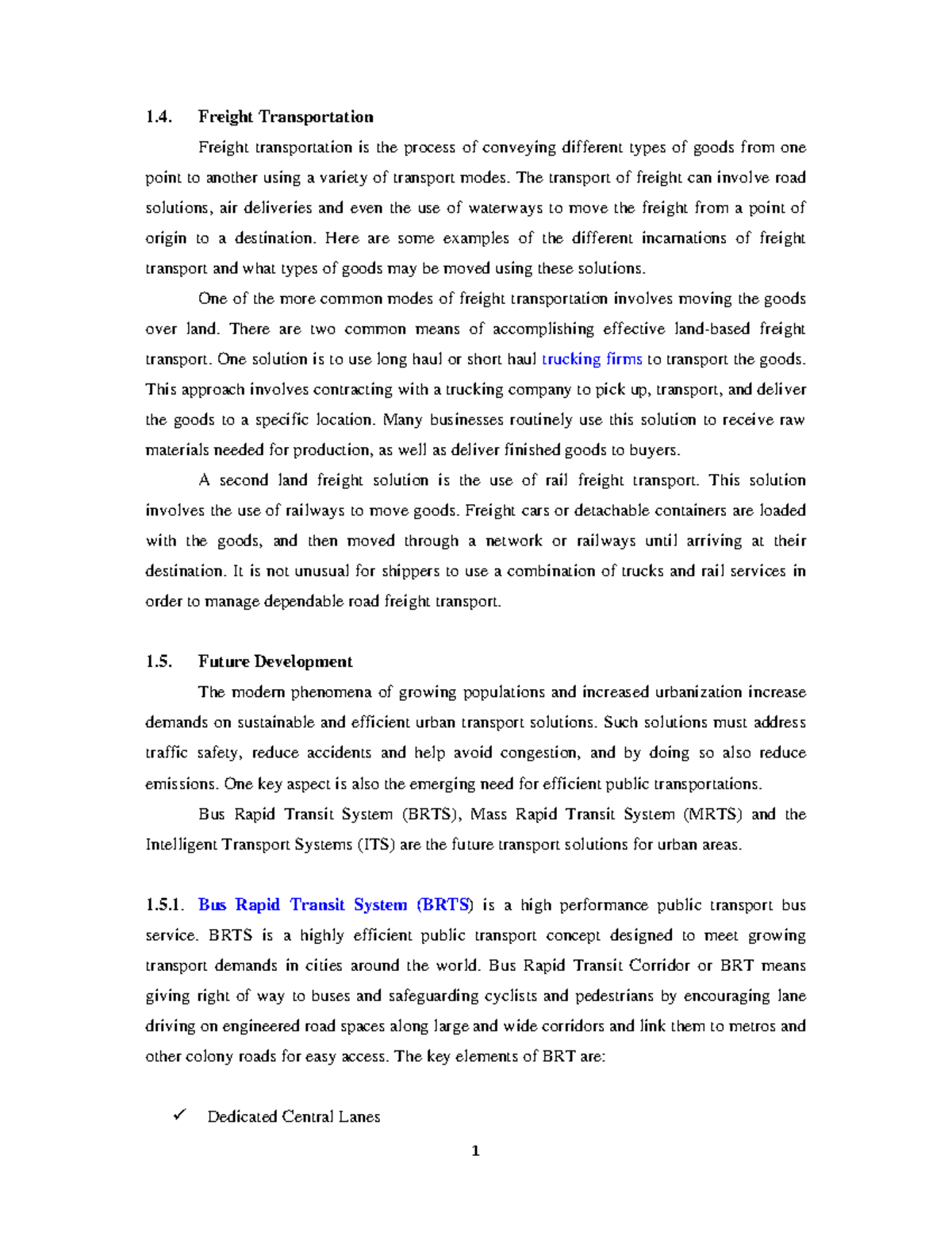 Introduction - Future Development - 1. Freight Transportation Freight ...
