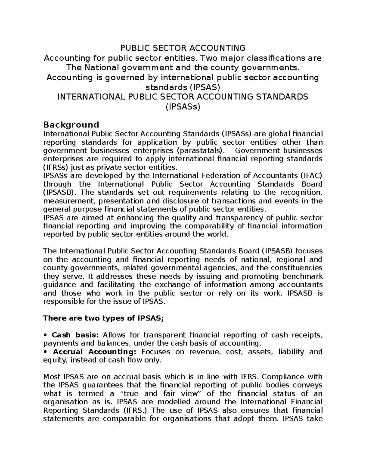 Public Sector Accounting Standards - PUBLIC SECTOR ACCOUNTING ...