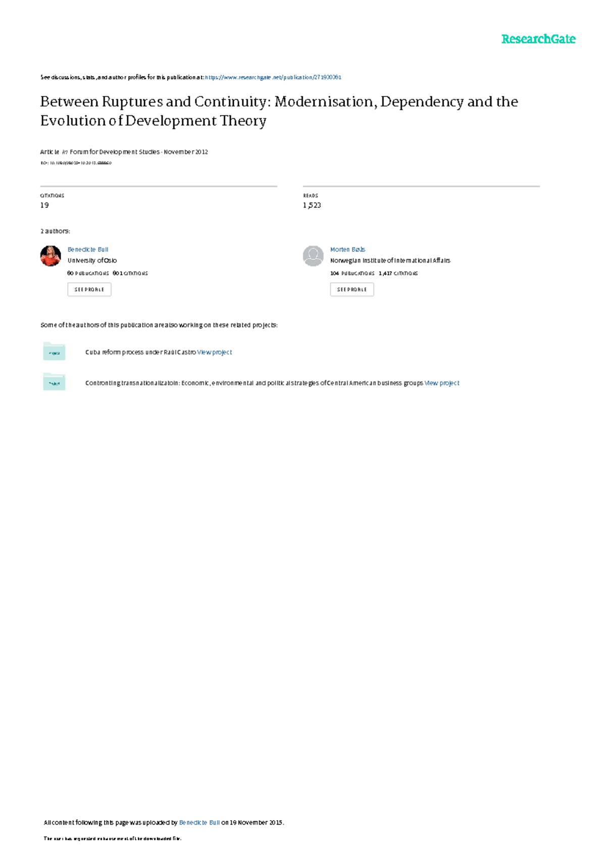 (Bull and Boas-2012 ) Between Ruptures and Continuity Modernisation ...