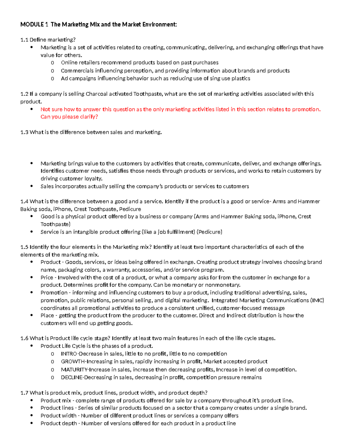 Study Guide.docx - MODULE 1 The Marketing Mix and the Market ...