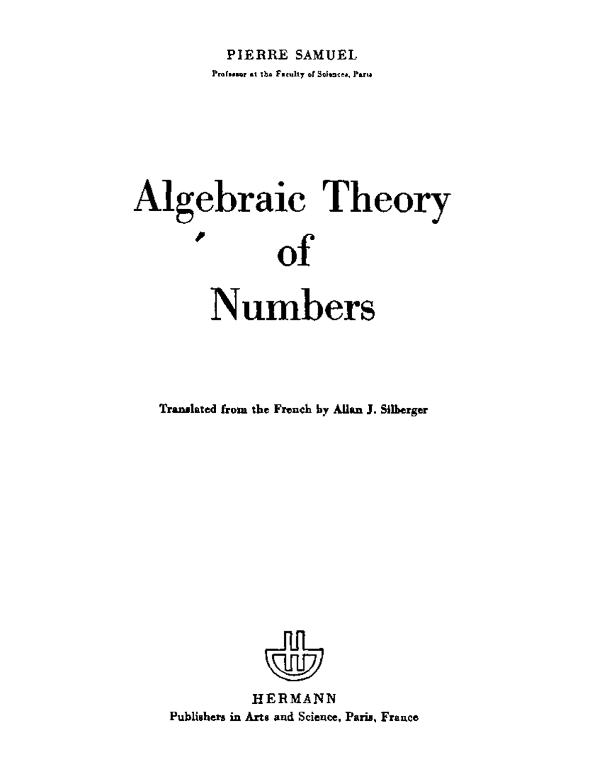 Samuel - Algebraic theory of numbers - 18. 737 - Studocu