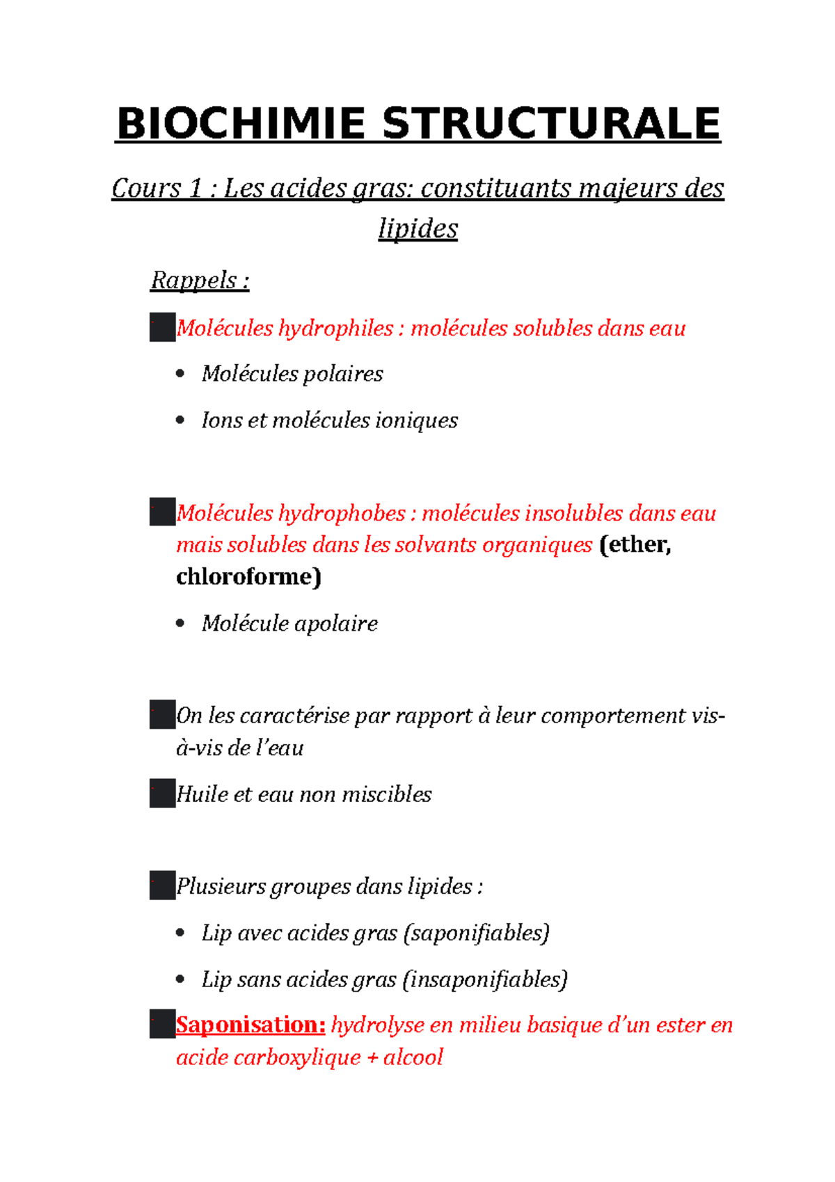 Cours 1 les AG principaux constituants des lipides - BIOCHIMIE ...