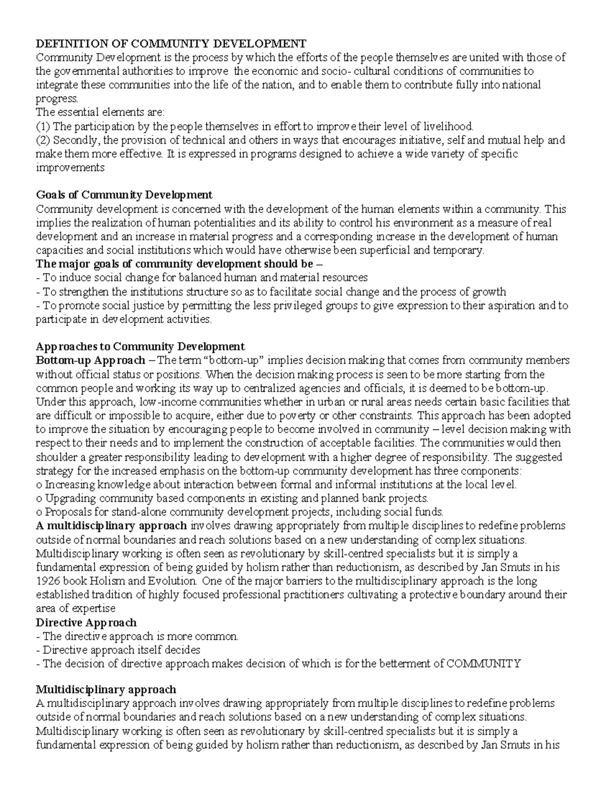 Community development - DEFINITION OF COMMUNITY DEVELOPMENT Community ...