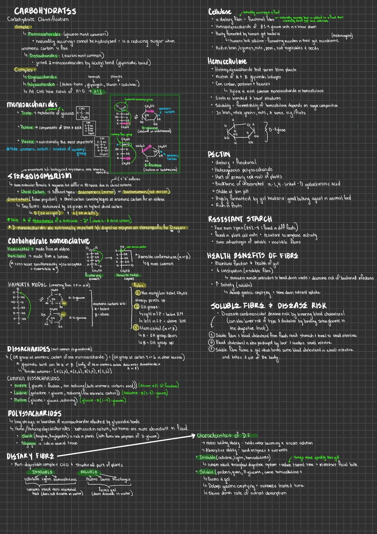Nutrition - Notes - CARBOHYDRATES Cellulose /naturally occurring in a ...