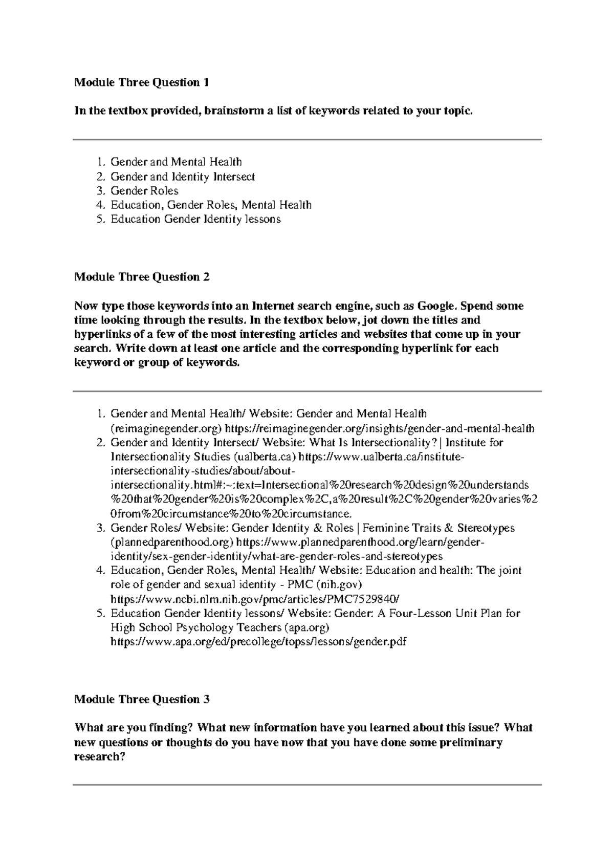 Mod Three Katie Spencer SCS200 - Module Three Question 1 In the textbox provided, brainstorm a ...