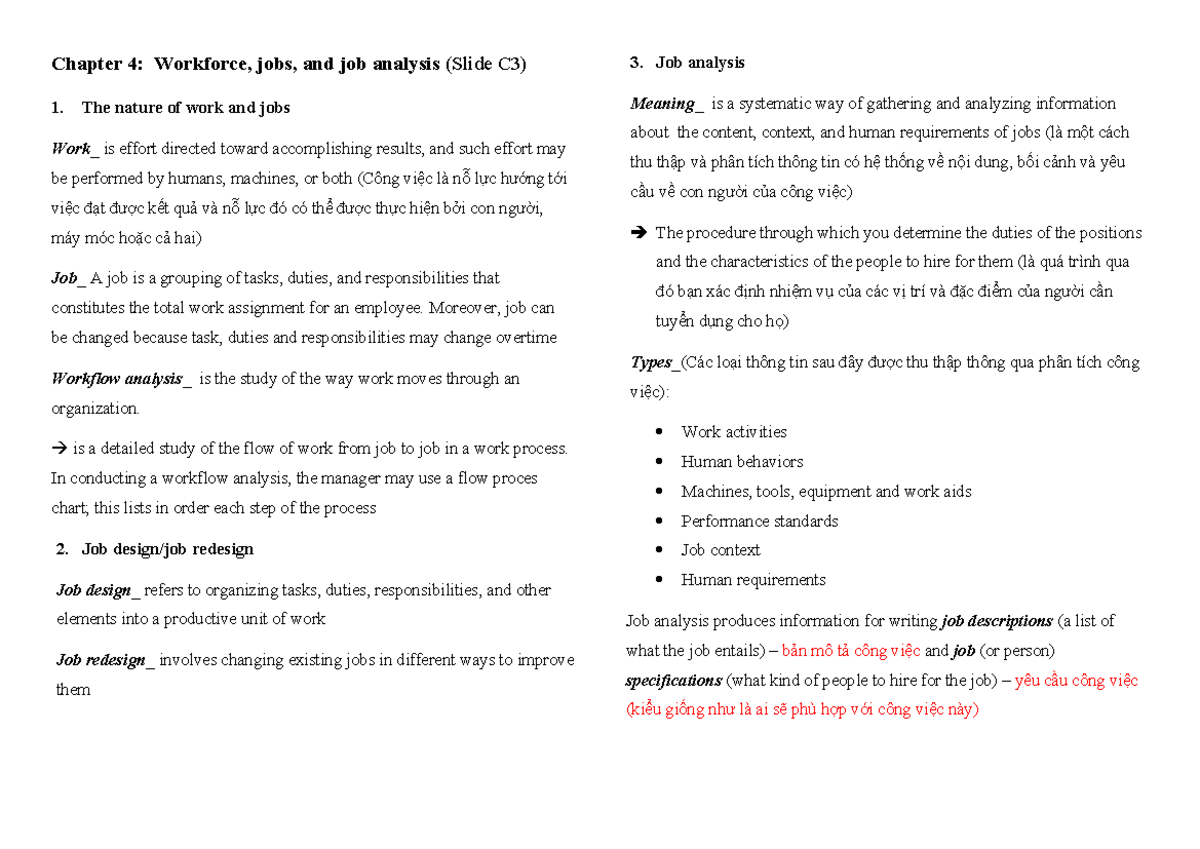 HRM - jkj - Chapter 4: Workforce, jobs, and job analysis (Slide C3) The ...