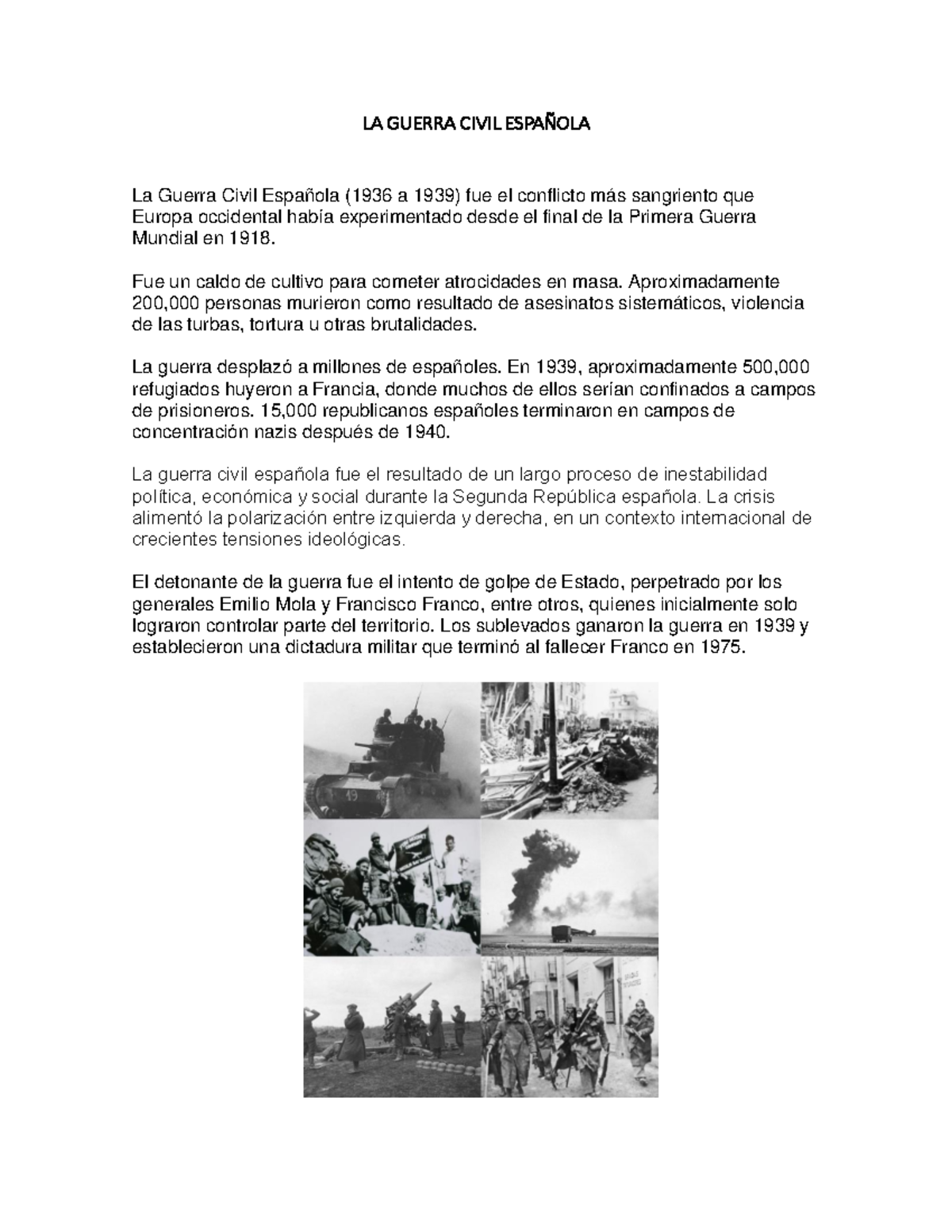 La Guerra Civil Española - LA GUERRA CIVIL ESPAÑOLA La Guerra Civil ...