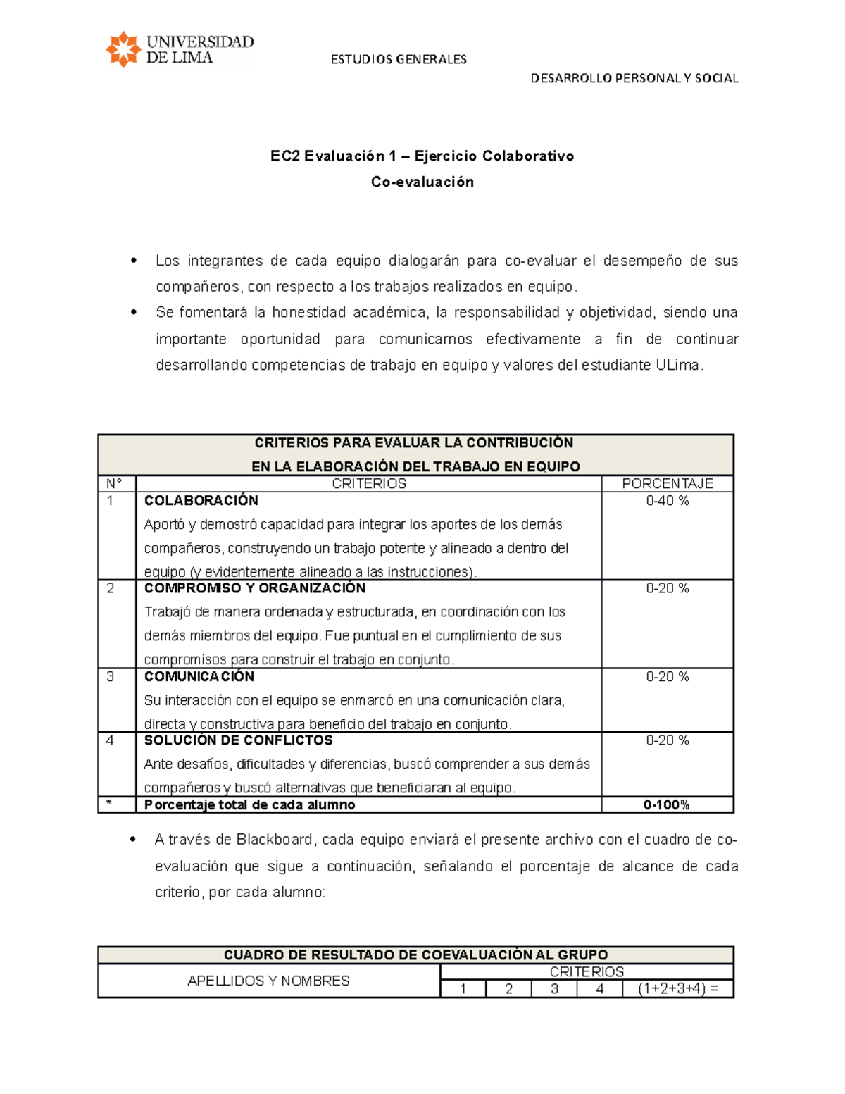 Coevaluación - kjmd - ESTUDIOS GENERALES DESARROLLO PERSONAL Y SOCIAL ...
