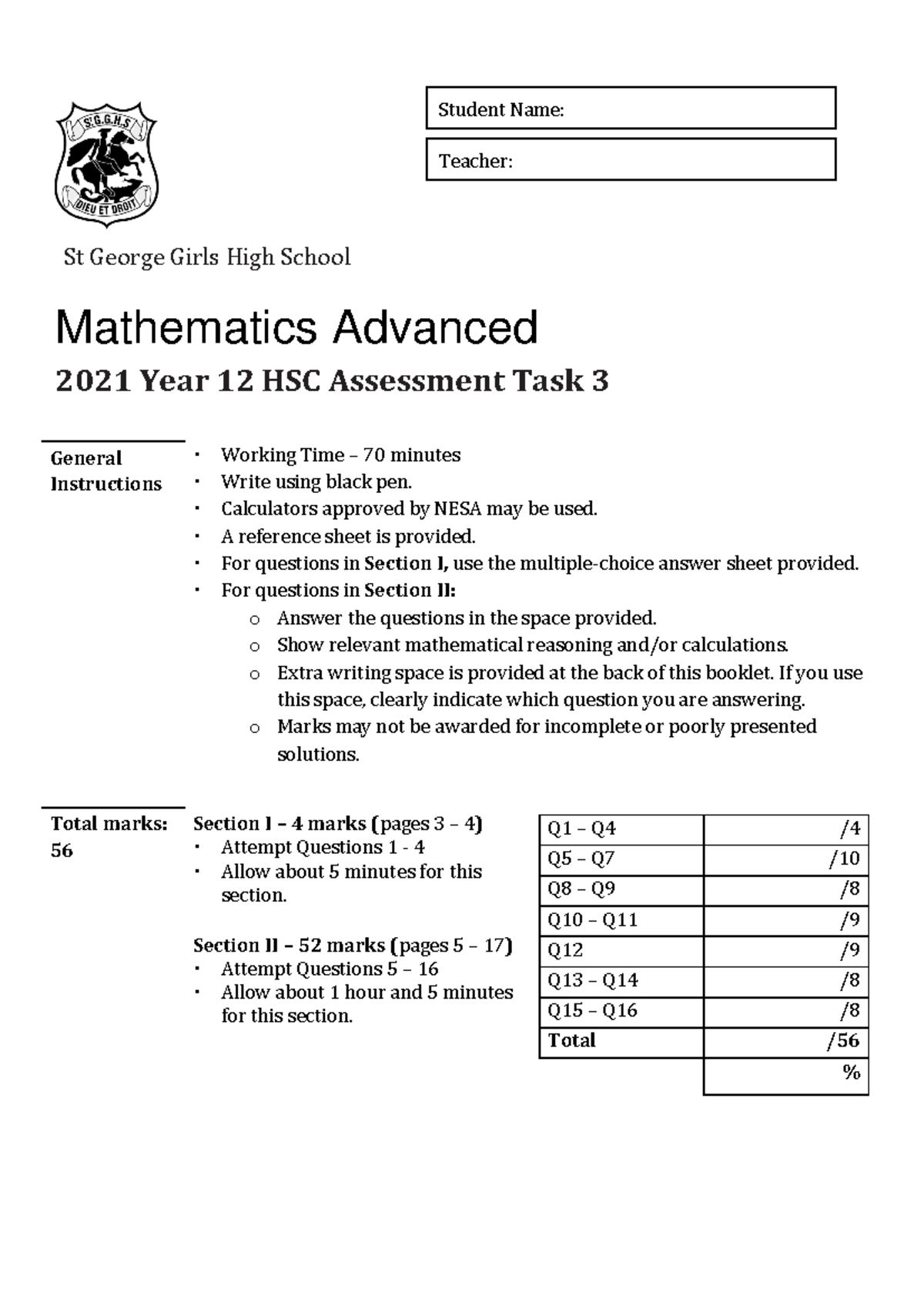 YR12 ADV TASK 3 2021 - St George Girls High School Mathematics Advanced ...