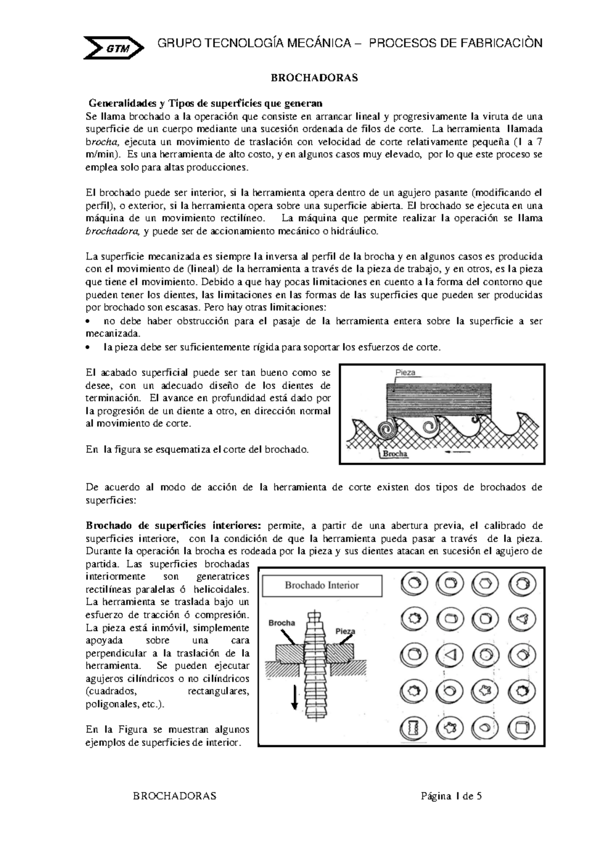 25 - Tareas - GTM BROCHADORAS Generalidades y Tipos de superficies que ...