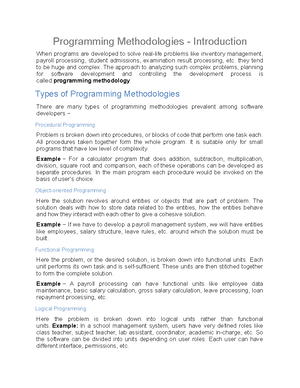 practise questions on mat 101 - Programming Methodology - Studocu