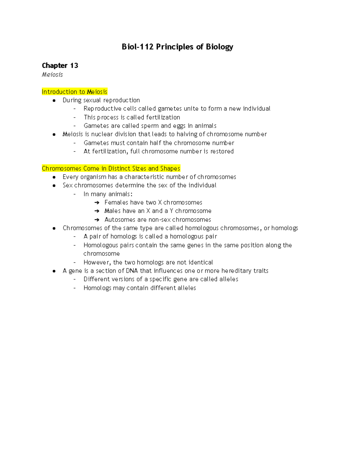 Biol-112 Principles of Biology Chapter 13 - Biol-112 Principles of ...