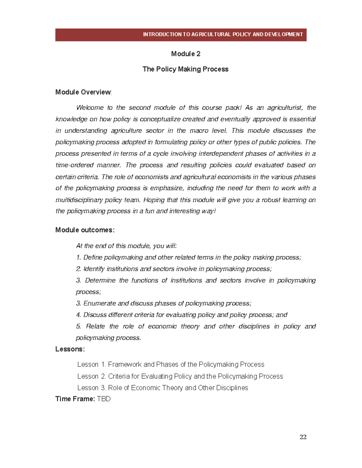 Coursepacks Entrep - Module 2 - ʹʹ Module 2 The Policy Making Process Module Overview : Welcome ...