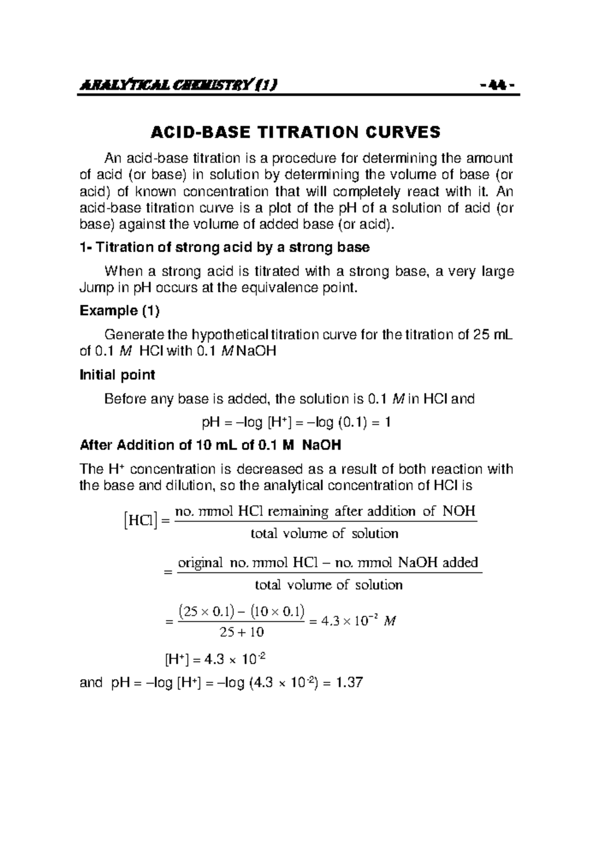ACID-BASE Titration Curves - ####### ACID-BASE TITRATION CURVES An acid ...
