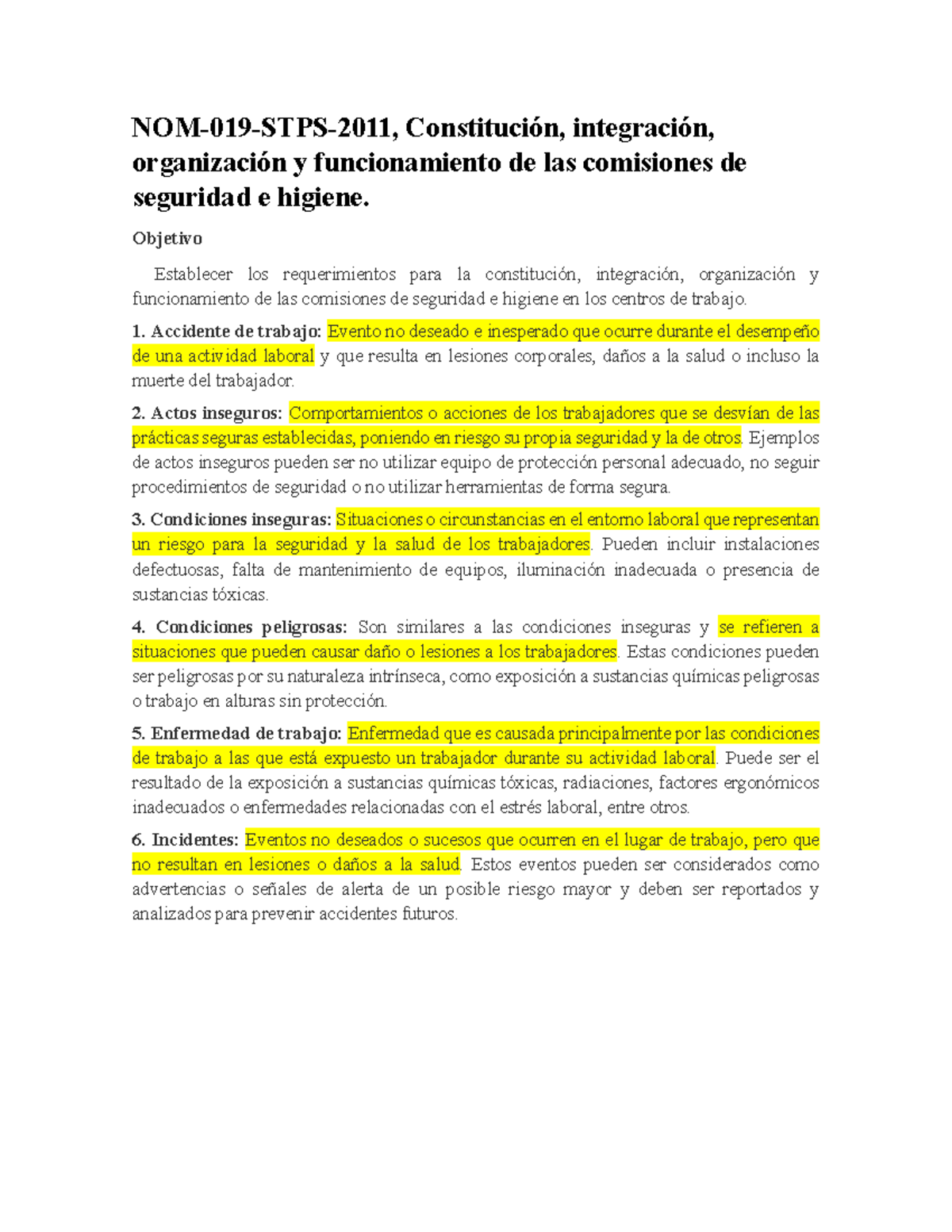 Nom 019 - norma - NOM- 019 - STPS-2011, Constitución, integración ...