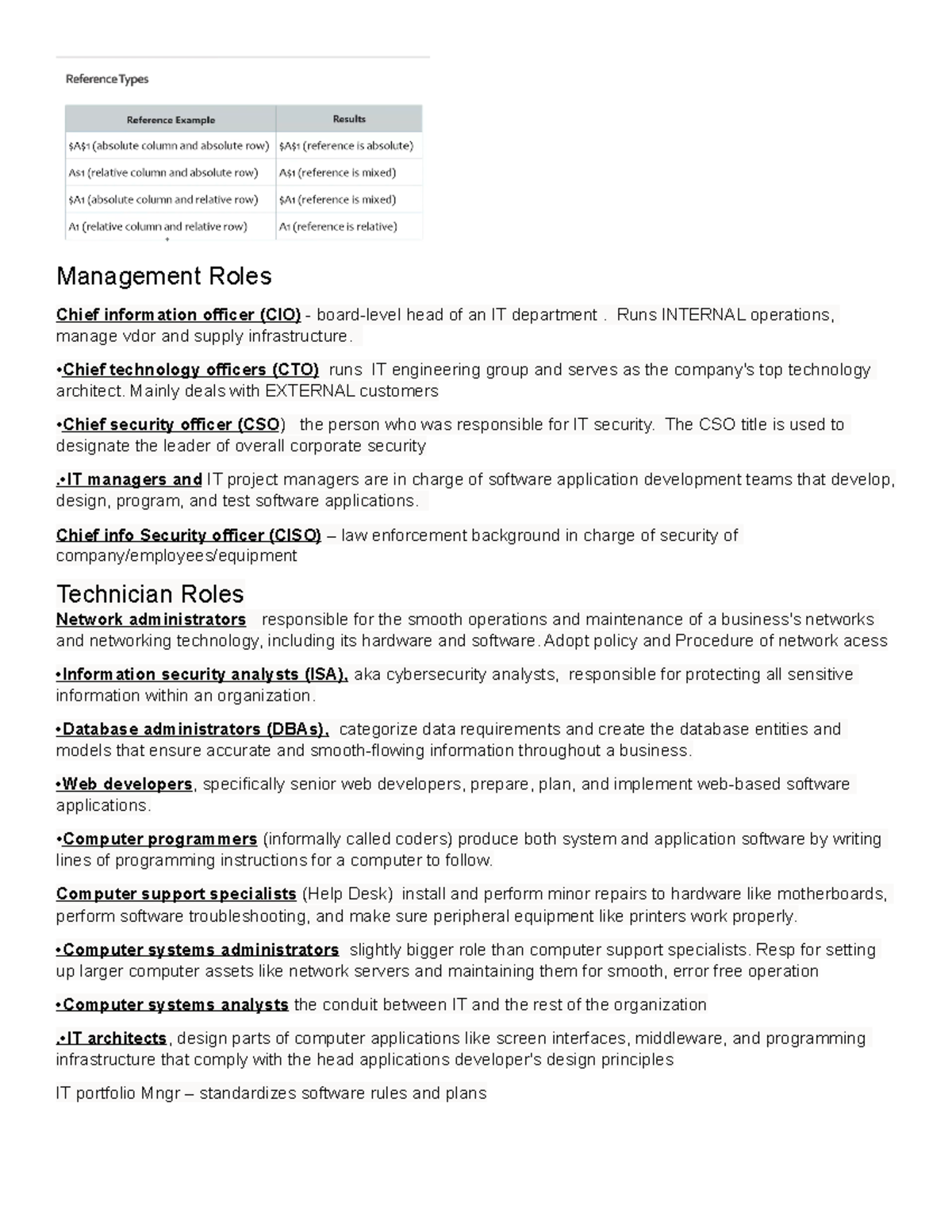 Managemement Roles - Management Roles Chief information officer (CIO ...