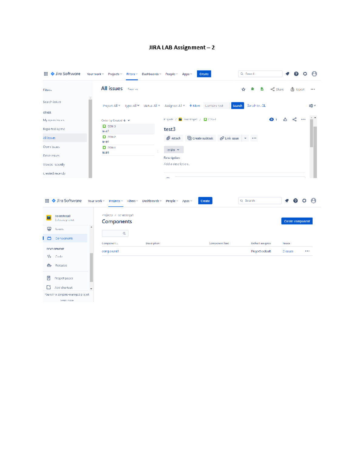 JIRA Lab Assignment - 2 - MGMT72190 - JIRA LAB Assignment – - Studocu