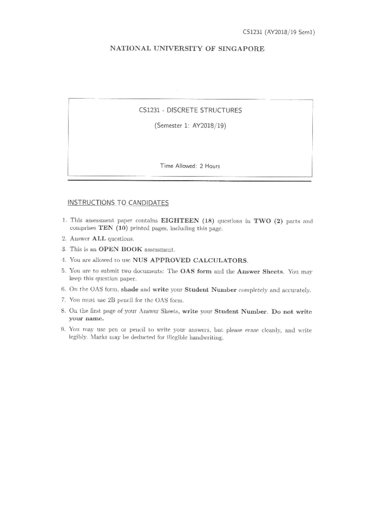 Exam 2 February 2019, questions - CS1231 - Studocu