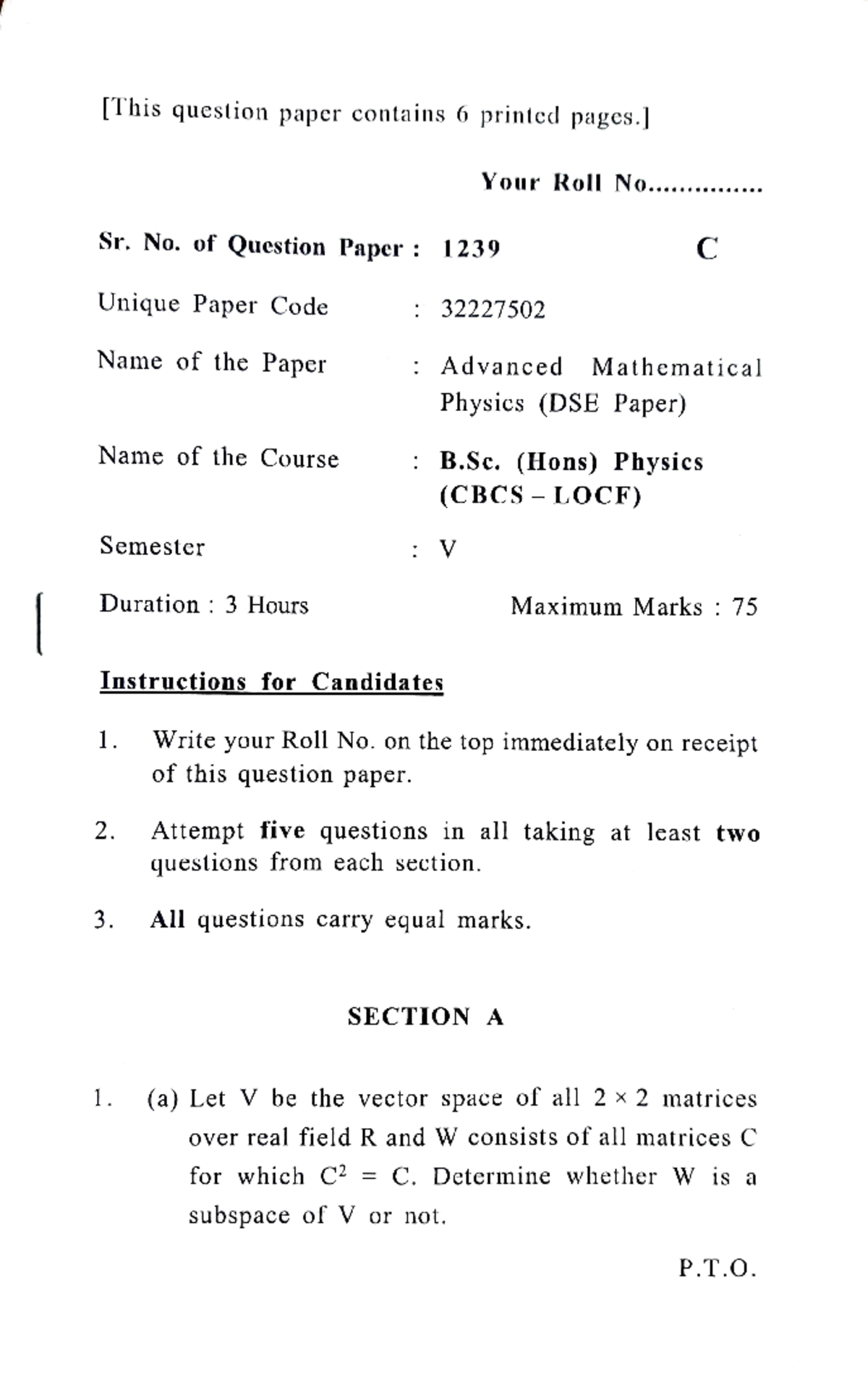 AMP 32227502 set 2 - [This question paper contains 6 printed pagcs ...