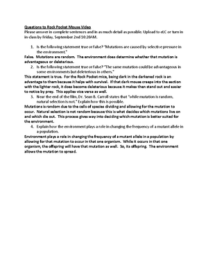 Lab 4 - This is Lab 4 in the book, Forces of Evolution. Includes Prelab ...