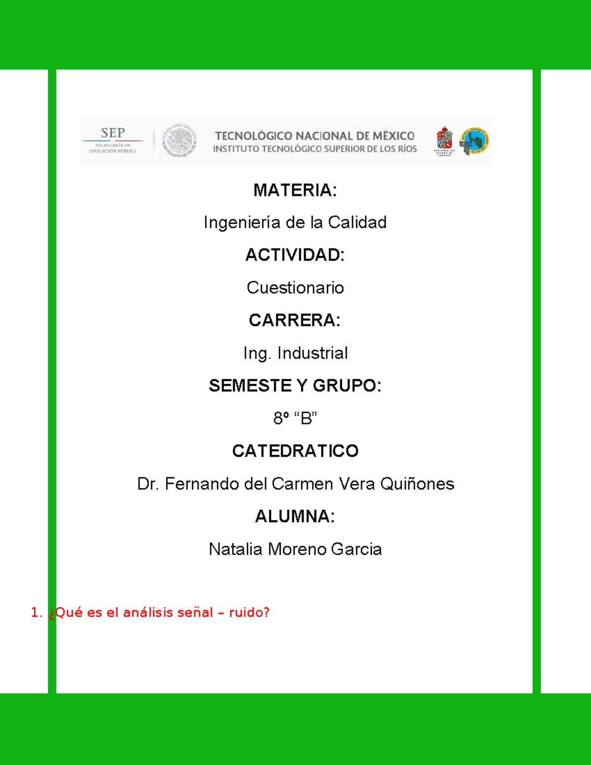 Ingeneria de la calidad.. unidd 3 - Cultura para la calidad - MATERIA ...