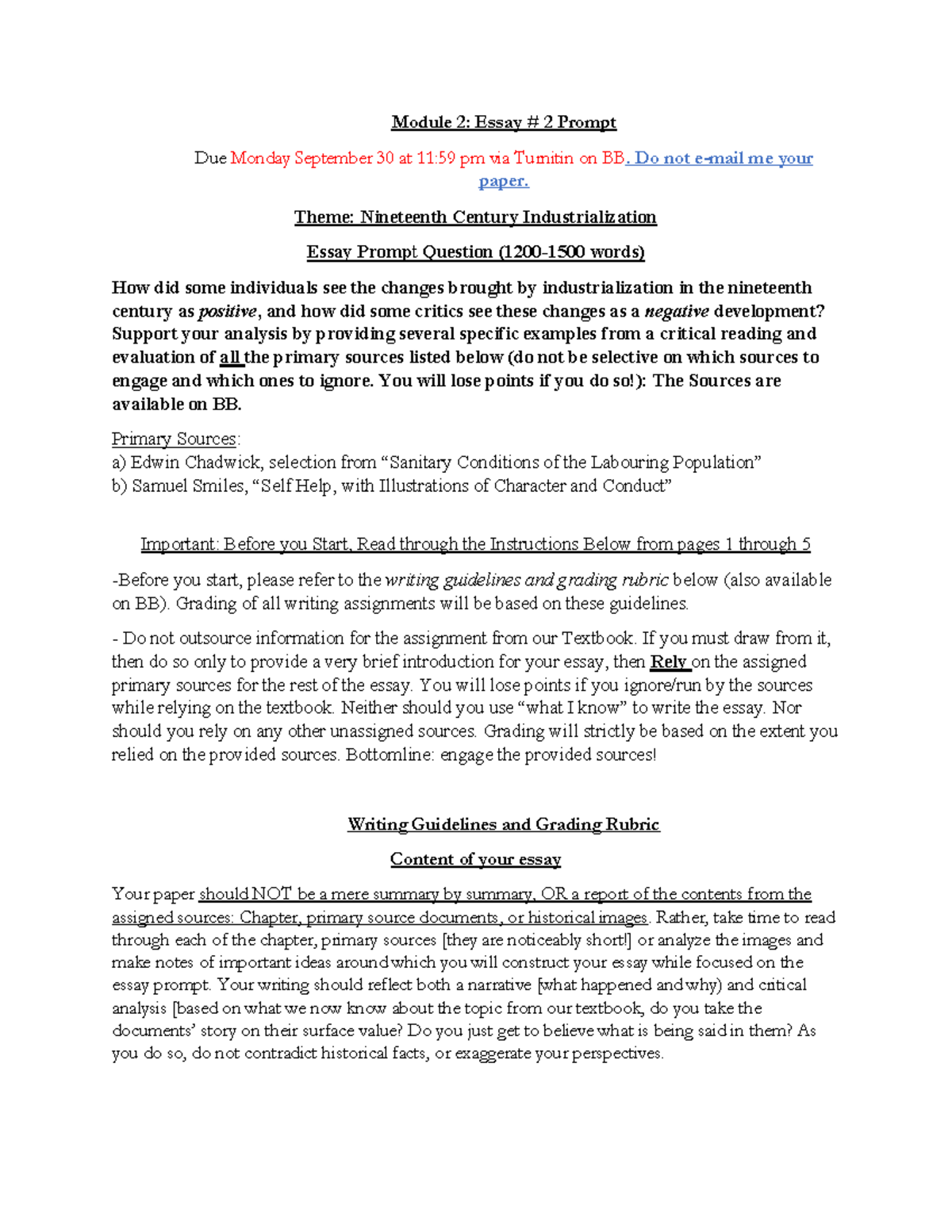 Essay # 2 Prompt - Module 2: Essay # 2 Prompt Due Monday September 30 ...