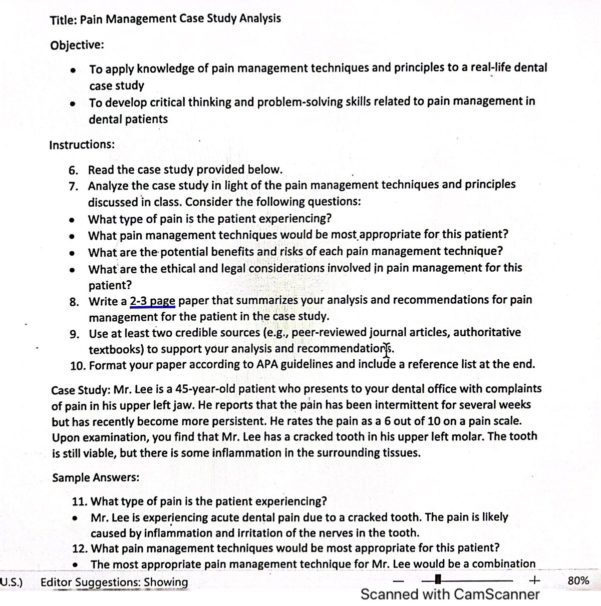 Pain Management hw - Studocu