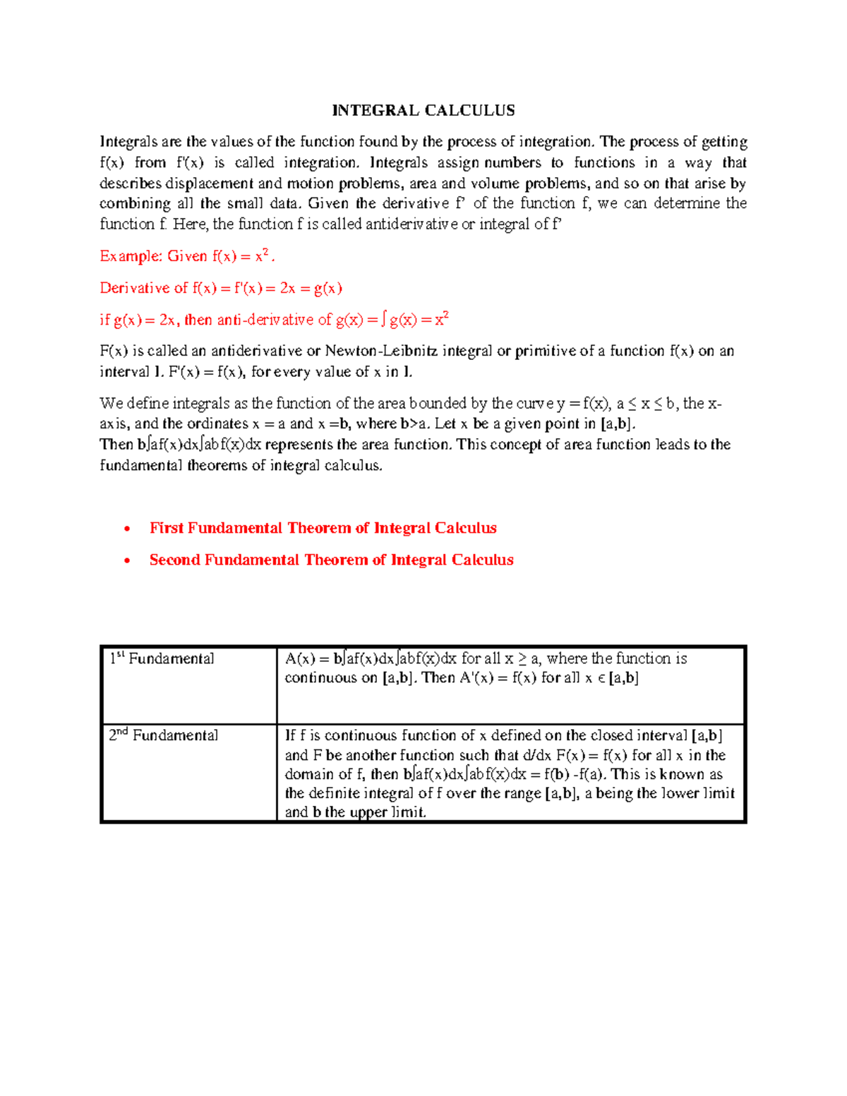 S5 - the meaning of integral calculus and its fundamentals - INTEGRAL ...