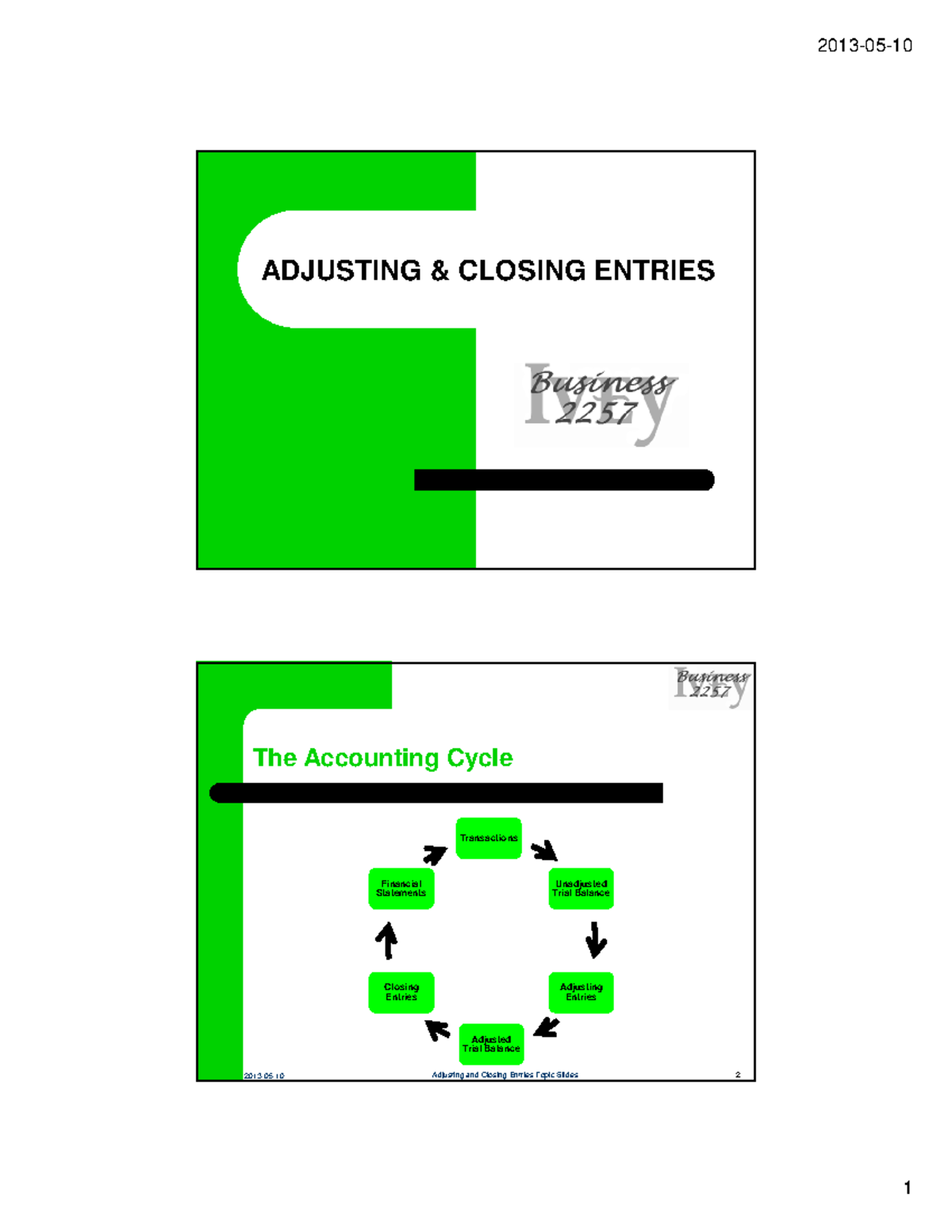 Adjusting and Closing Entries Topic Slides - Temporary Accounts • Permanent Accounts Statement ...