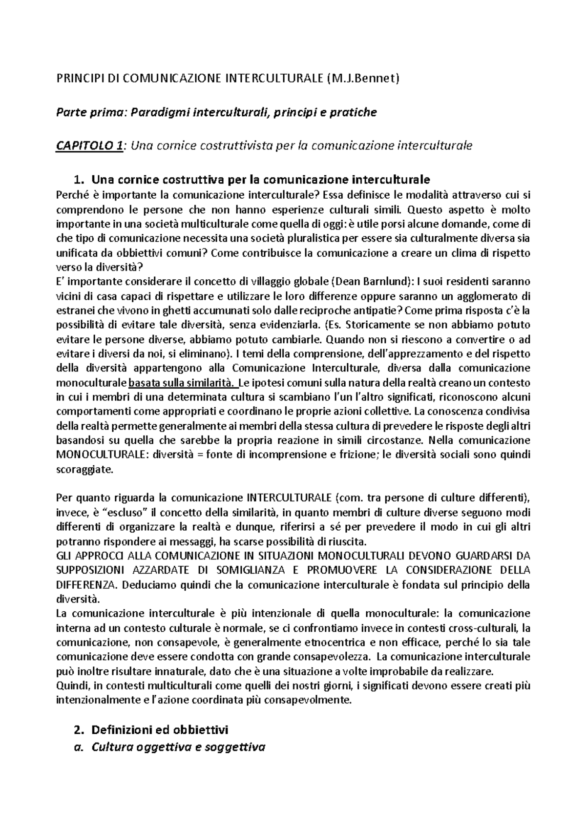 Comunicazione Interculturale- Bennet - Warning: TT: undefined function: 32 PRINCIPI DI ...