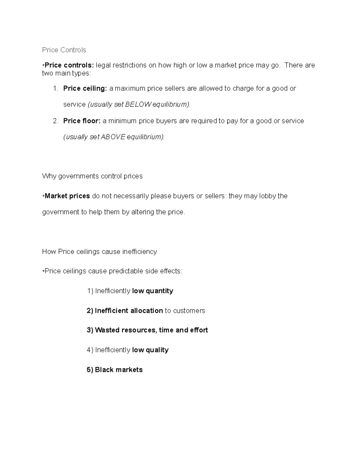 ECON Chapter 5 Price controls - Price Controls Price controls: legal ...