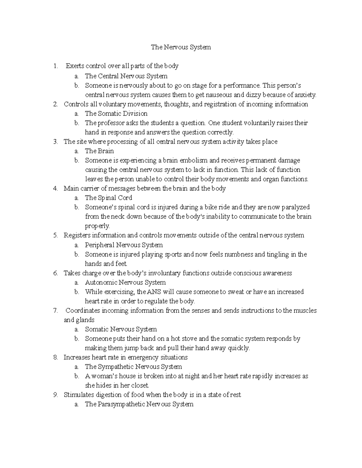 Psy CH 3Assign - A description on all parts of the Nervous System ...