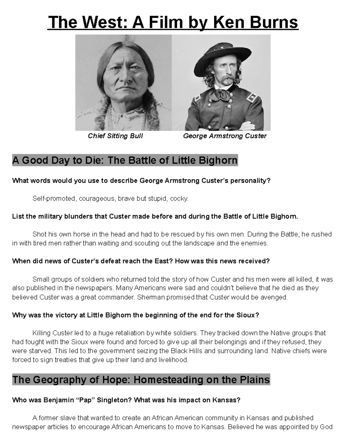 F. The West A Film by Ken Burns - The West: A Film by Ken Burns Chief ...