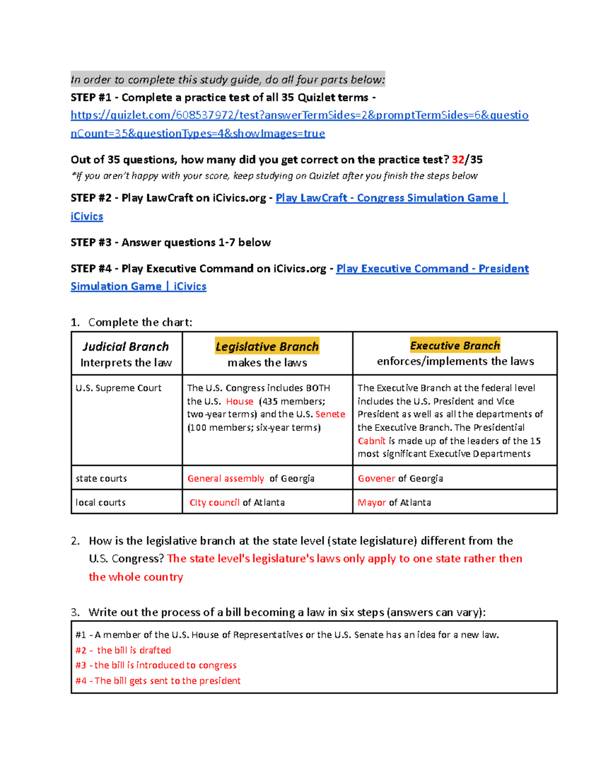 Units 1-3 Study Guide American Government Civics+ - In order to ...