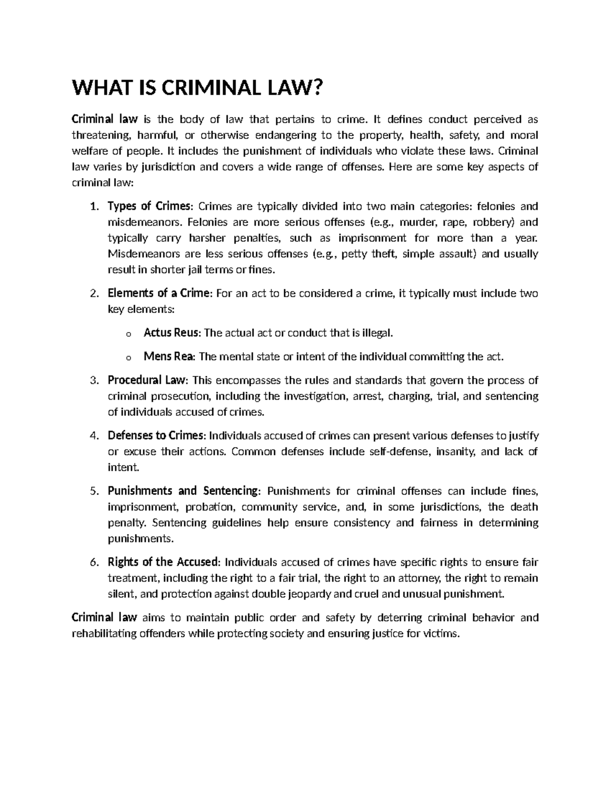 WHAT IS Criminal LAW - WHAT IS CRIMINAL LAW? Criminal law is the body ...