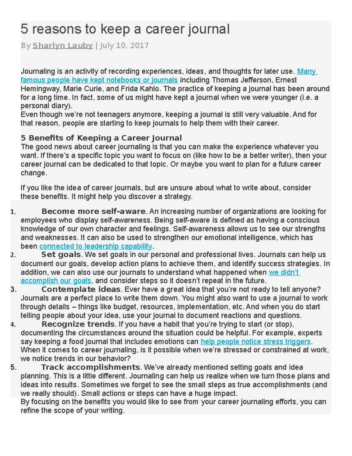 Journaling - 5 reasons to keep a career journal - 5 reasons to keep a ...