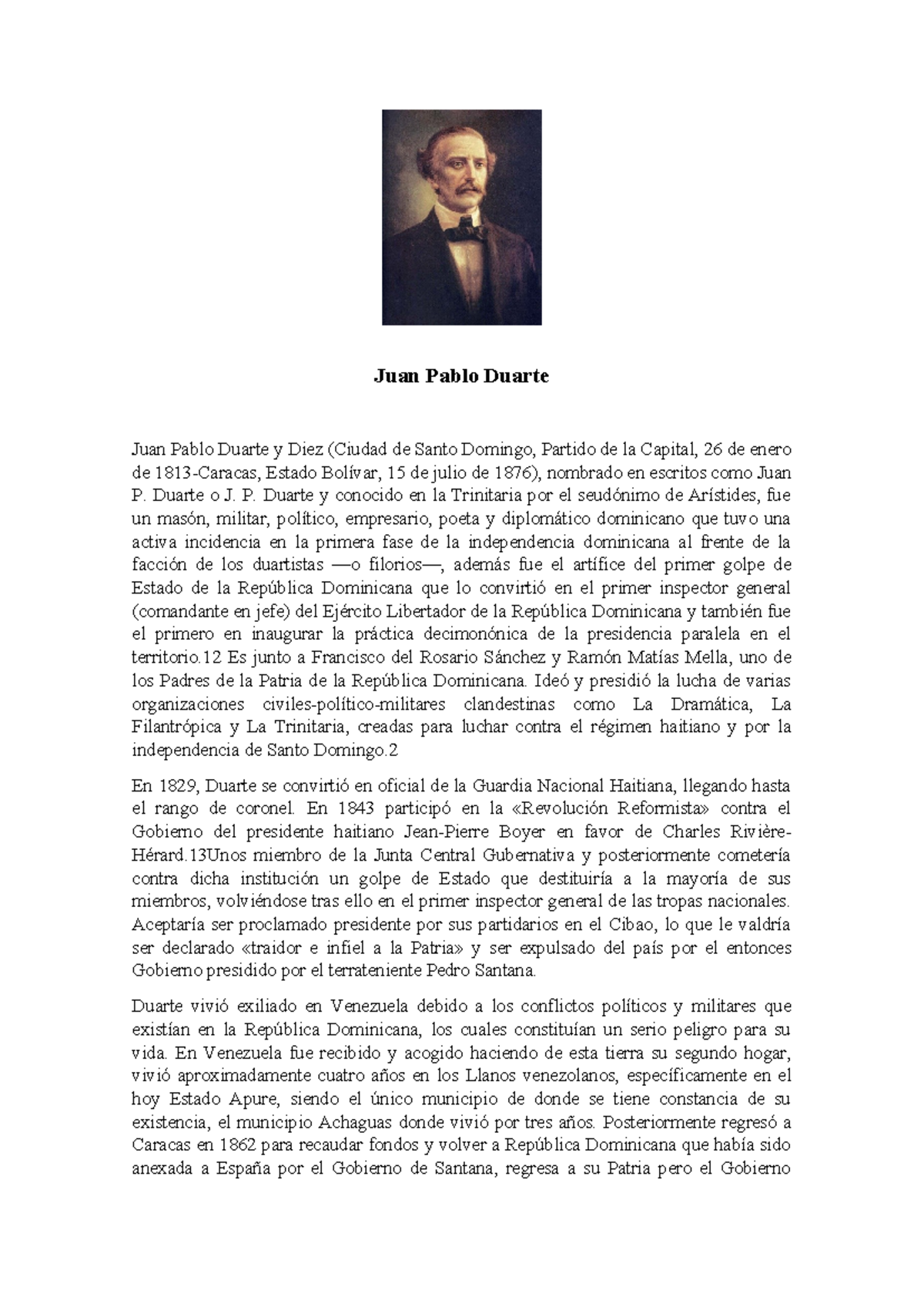 Juan Pablo Duarte - Resumen Historia Social Dominicana I - Juan Pablo ...
