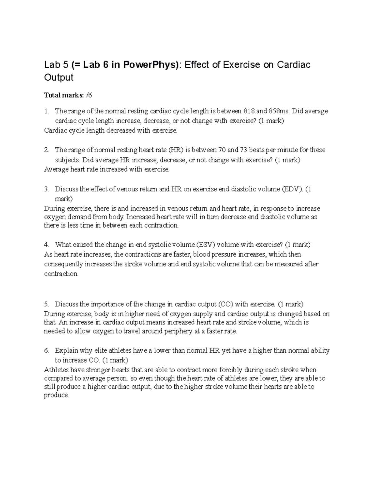 Bio 230 virtual lab 5 - lab assignment - Lab 5 (= Lab 6 in PowerPhys): Effect of Exercise on ...
