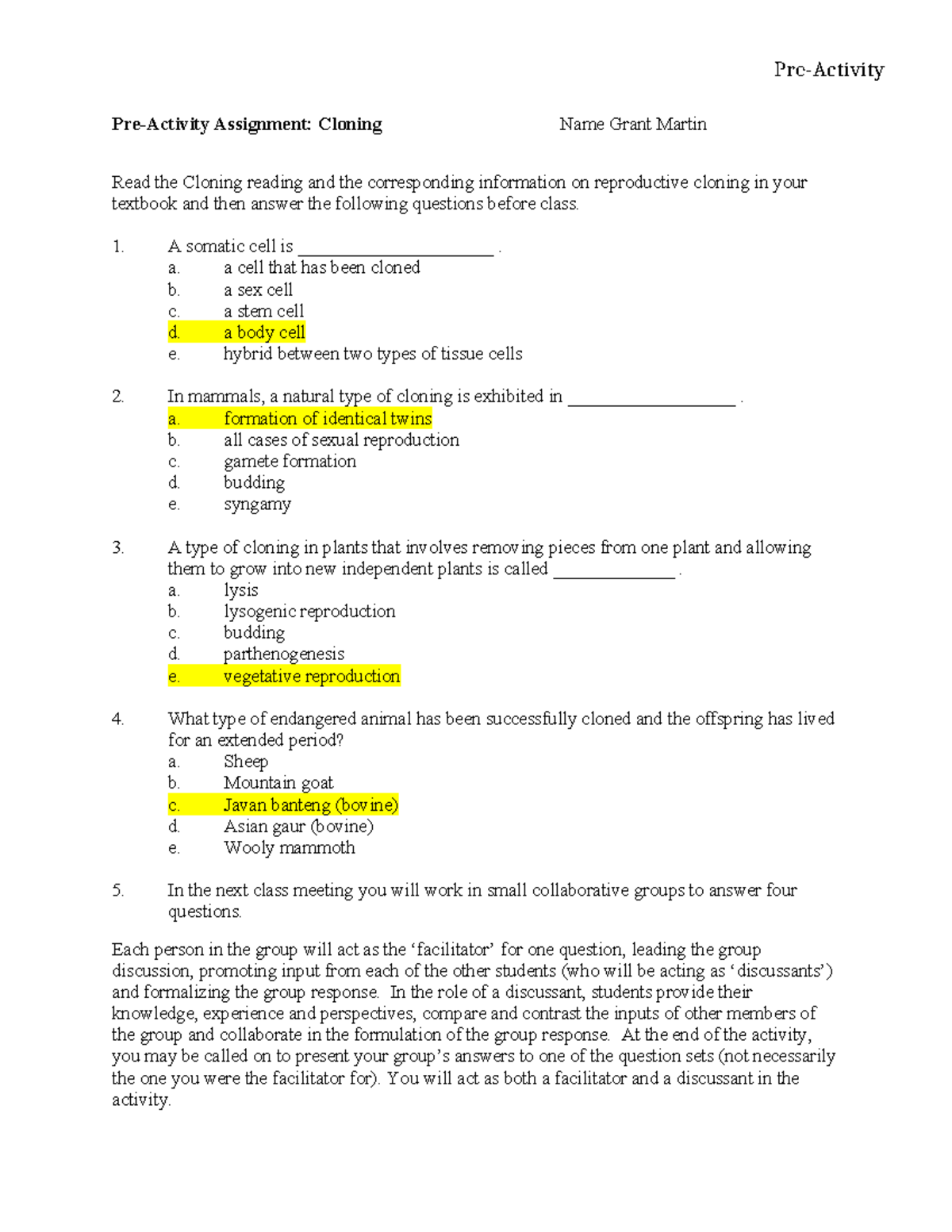 Pre-Activity Cloning 1 - Pre-Activity Pre-Activity Assignment: Cloning ...