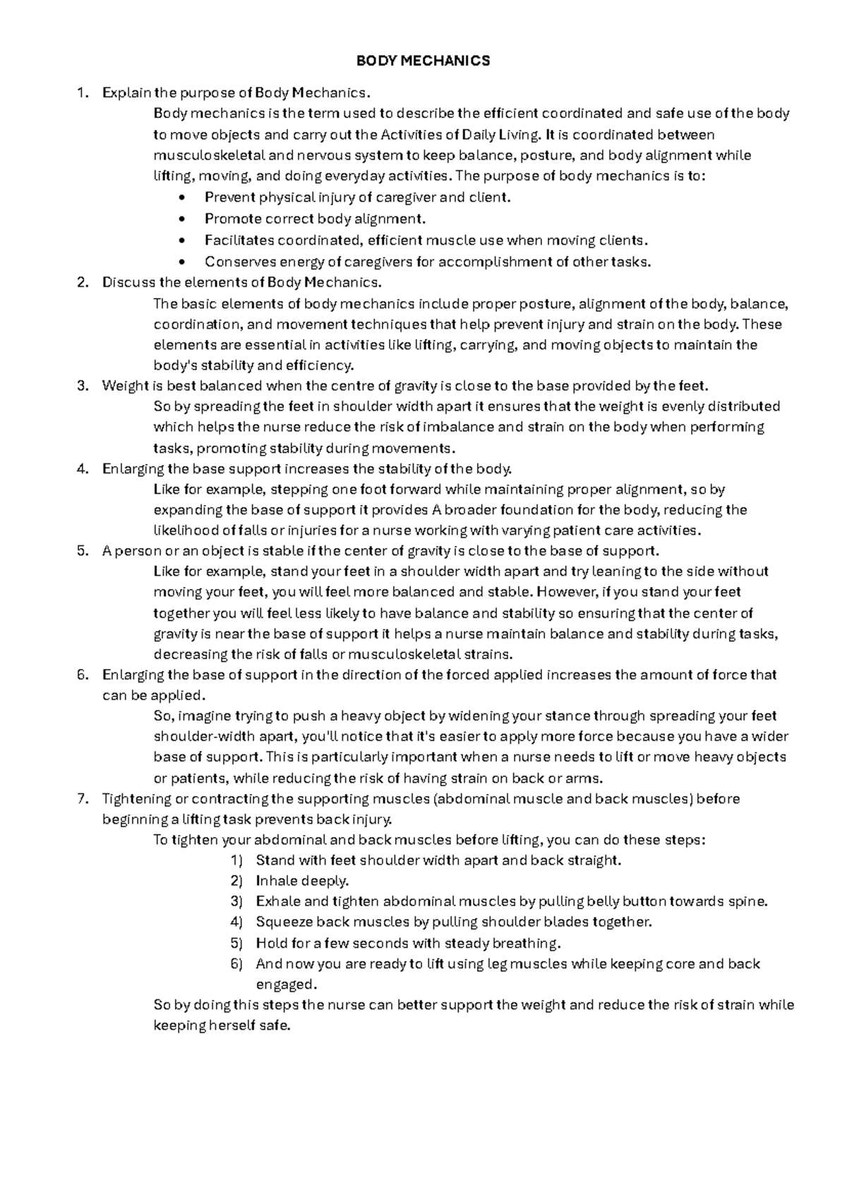 Scripttttt - This is just my script. - BODY MECHANICS Explain the ...