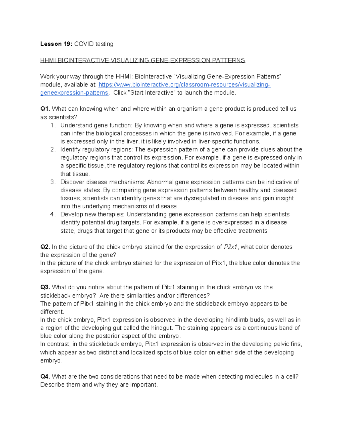 Lesson 19 GRQ - Lesson 19: COVID testing HHMI BIOINTERACTIVE ...