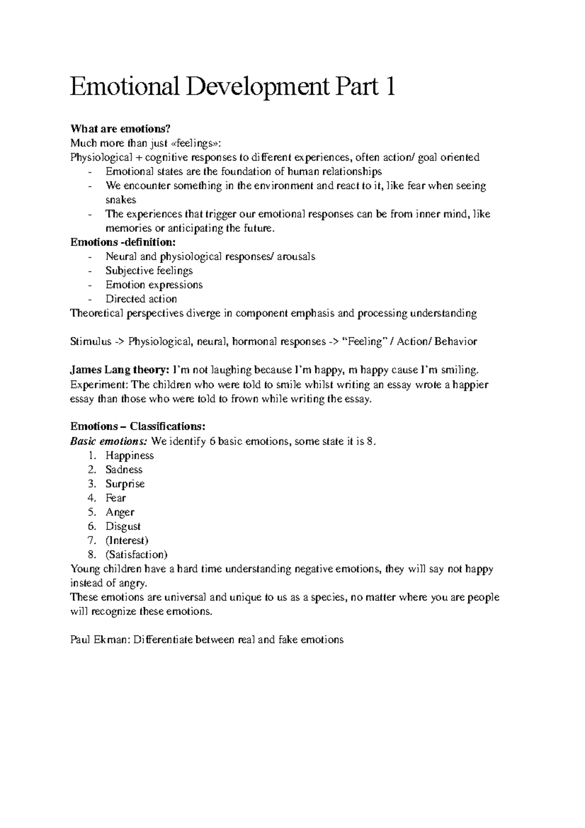 Emotional Development Part 1 - Emotions -definition: - Neural and ...