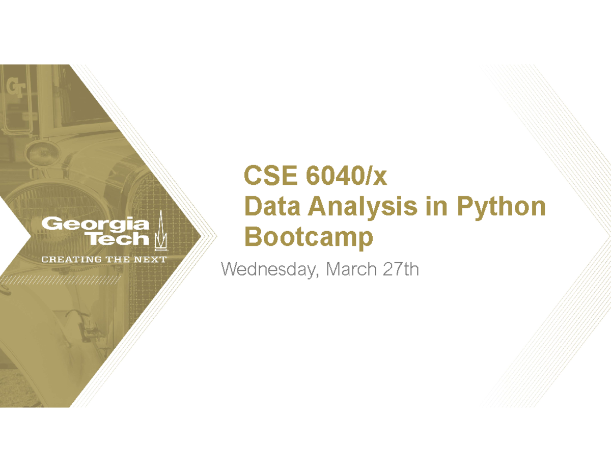 Spring 2024 MT2 Final Prep - CSE 6040/x Data Analysis in Python Bootcamp Wednesday, March 27th ...
